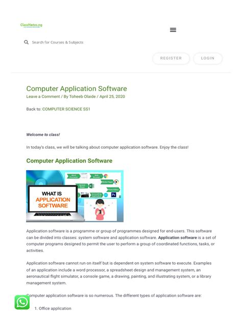 computer application software classnotes ng pdf application