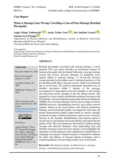 Pdf When A Massage Gone Wrong Unveiling A Case Of Post Massage