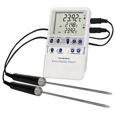 Traceable Excursion Trac Data Logging Thermometer With Calibration Stainless Steel Probes