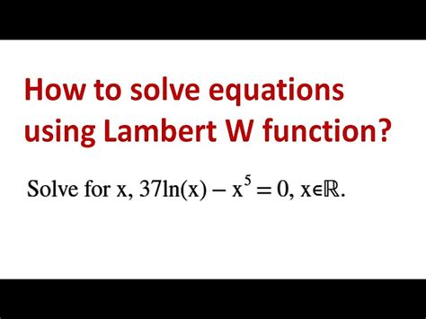 Lambert Mathematician Equations