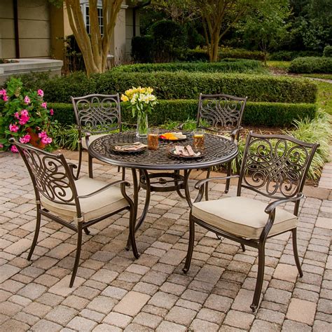 Shop Hanover Outdoor Furniture Traditions 5 Piece Bronze Aluminum Patio Dining Set At