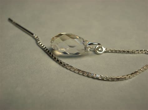 Clear Teardrop Swarovski Crystals On Sterling Ear Threads Free Etsy