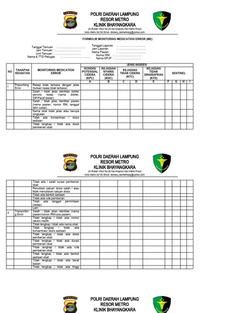 Formulir Monitoring Medication Error Me Pdf
