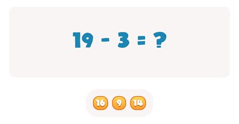 Subtraction Worksheet Choose The Correct Answer For 19 3