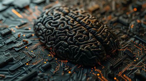 A Closeup Image Of A Human Brain Model Resting On A Circuit Board