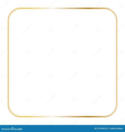Gold Square Frame With Rounded Corners Vector Outline Thin Aesthetic Border For Invitations