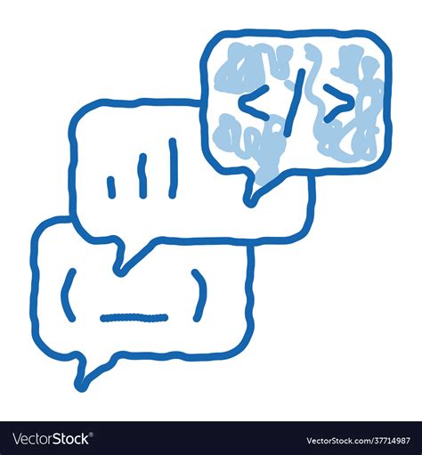 Codding Operation Programmer Discussing Doodle Vector Image