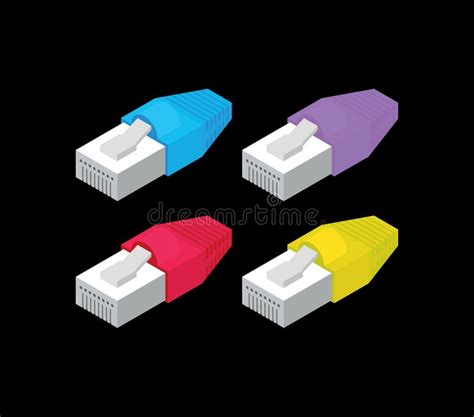 Rj45 Connector Set Connector For Internet Cable Stock Vector