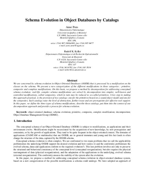 Pdf Schema Evolution In Object Databases By Catalogs