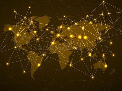 Abstract World Map With Network Connection Technology Concept Stock