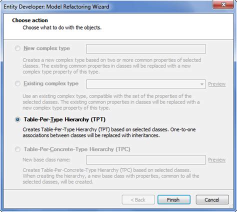 Creating A Tpt Hierarchy Via The Model Refactoring Wizard