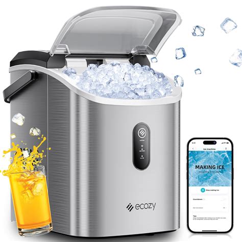 Ecozy 33lb Smart Nugget Countertop Ice Maker Portable Pebble Ice Machine With Voice Control IM