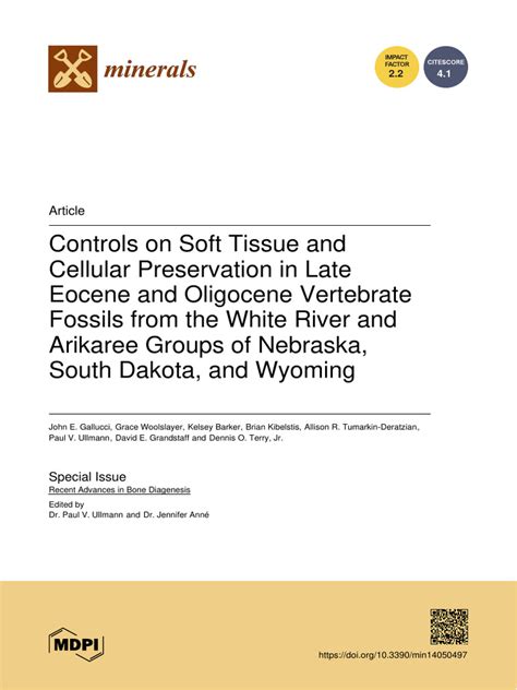 Controls On Soft Tissue And Cellular Preservation In Late Eocene And