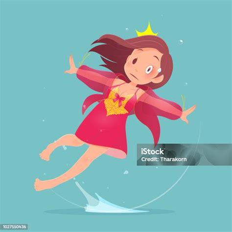 여자 캐릭터에에서 빠지는 욕실 때문에 미 끄 러운 빨간색 잠 옷에 표면 벡터 평면 만화 일러스트 레이 션 개념에 대한 스톡 벡터 아트 및 기타 이미지 Istock