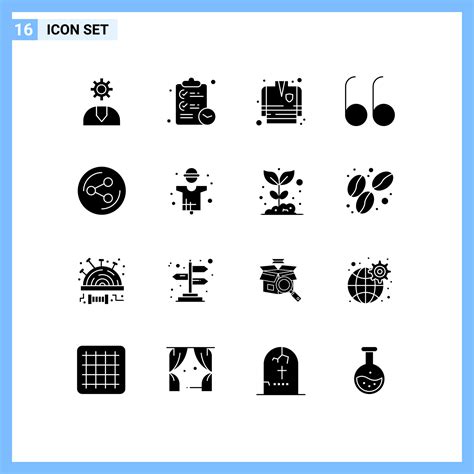 Set Of 16 Modern Ui Icons Symbols Signs For Agriculture Sharing Time