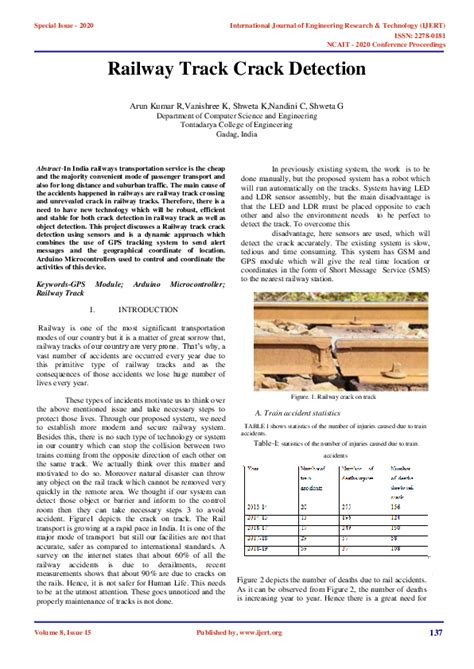 Pdf Experimental Study Of Railway Track Crack Detection Using Arduino