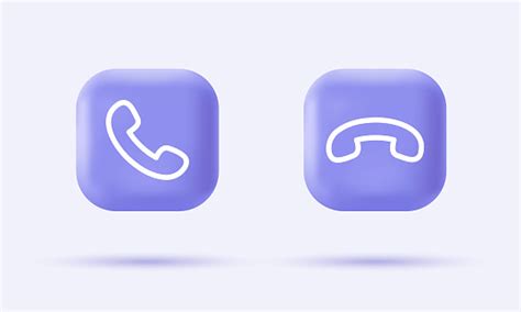 현실적인 보라색 버튼에 3d 전화 아이콘입니다 수신 전화를 수락 및 거부합니다 현대 인포 그래픽 로고와 픽토그램 컬렉션 벡터 만화 그림 3차원 형태에 대한 스톡 벡터 아트
