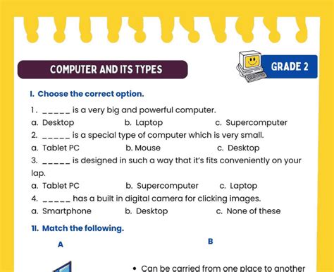 Types Of Computer Worksheet For Class 2