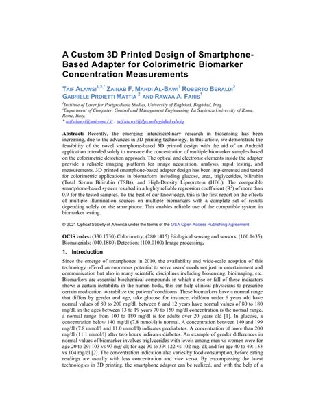 Pdf A Custom 3d Printed Design Of Smartphone Based Adapter For Colorimetric Biomarker