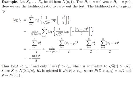 Solved Example Let X1 Xn Be Iid From N U 1 Test Ho Chegg Com
