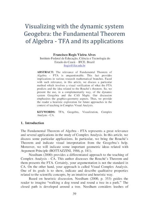 Pdf Visualizing With The Dynamic System Geogebra The · Geogebra