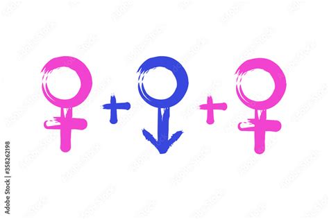 Symbol Of Polyamorous And Polygamous Relationships Male Sex Symbol Plus Two Pink Female Sex