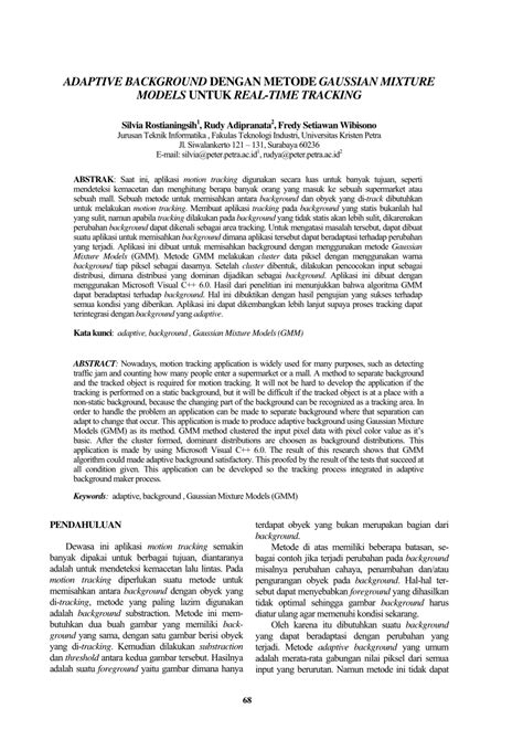 Pdf Adaptive Background Dengan Metode Gaussian Mixture Models Untuk Real Time Tracking