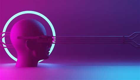 미래 사이버 펑크 도시 게임 벽지 공상 과학 배경의 3d 그림 렌더링 E스포츠 게이머 대 네온 광선 대 플레이어 도전의 배너 기호 프리미엄 사진