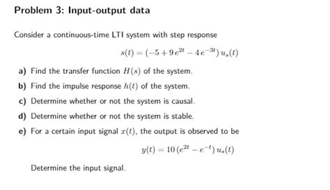 Solved Problem 3 Input Output Data Consider A