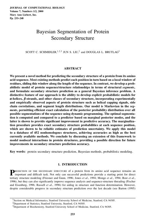 pdf bayesian segmentation of protein secondary structure