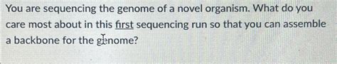 solved you are sequencing the genome of a novel organism