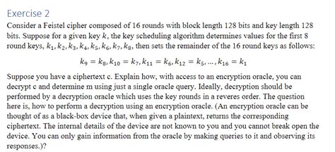 Solved Exercise 2 Consider A Feistel Cipher Composed Of 16