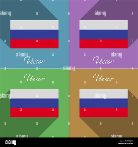 Flags Of Russia Set Of Colors Flat Design And Long Shadows Vector
