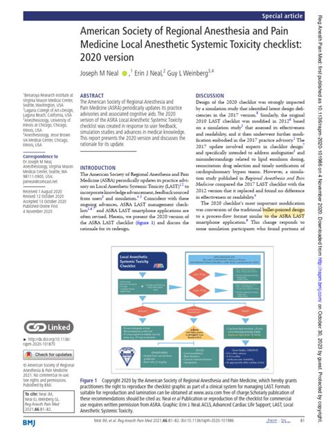 Asra Medicine Local Anesthetic Systemic Toxicity Checklist Download