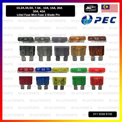 Littel Fuse Mini Fuse 2 Blade Pin ATO Littelfuse Automotive Medium Big Universal Perodua Toyota