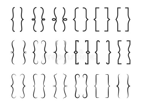 Brackets Set Typography Symbols Of Various Shapes Line With Editable Stroke Stock Illustration