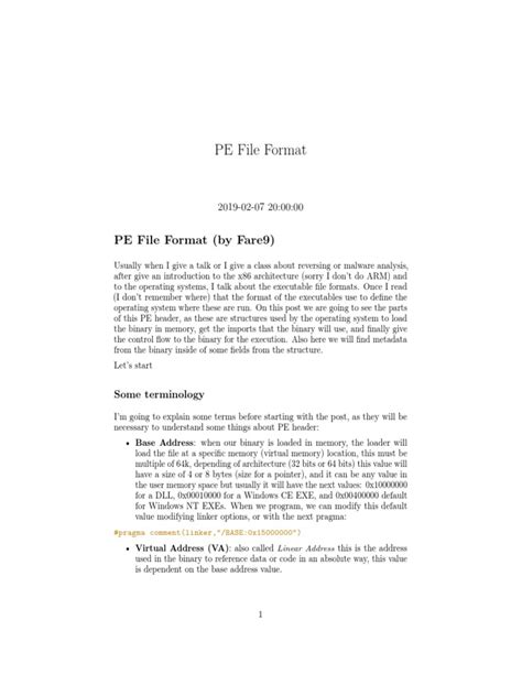 Pe File Format By Fare9 Pdf System Software Digital Technology