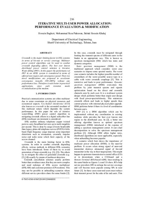 Pdf Iterative Multi User Power Allocation Performance Evaluation And