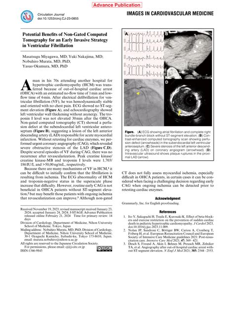 Pdf Potential Benefits Of Non Gated Computed Tomography For An Early Invasive Strategy In