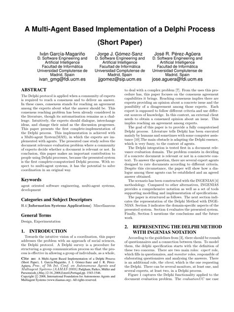 Pdf A Multi Agent Based Implementation Of A Delphi Process