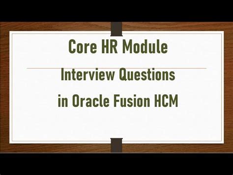 Oracle Cloud Fusion Hcm Interview Questions Core Hr Module Mahendra Yallavula