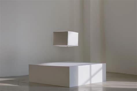 Floating Cube Minimalist Installation Premium Ai Generated Image