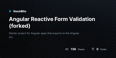 Angular Reactive Form Validation Forked Stackblitz