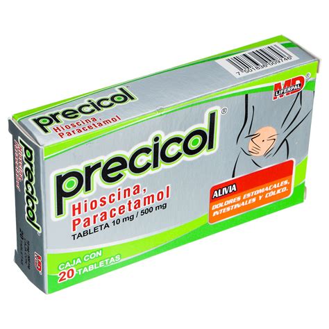 Precicol 10mg500mg Con 20 Tabletas Hioscinaparacetamol — Wecare Pharma