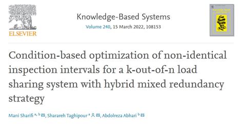Mani Sharifi On Linkedin Our Paper Titled Condition Based Optimization Of Non Identical Inspection