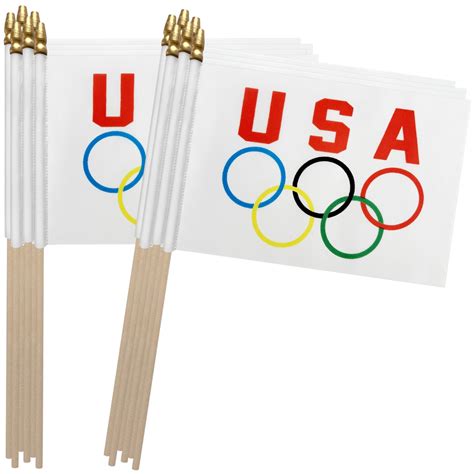 Tsmd Usa Olympic Games Stick Flag Olympic Rings Small Mini Hand Held