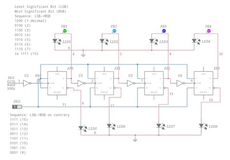 4 Bit Asynchronous Up Down Digital Counter Multisim Live