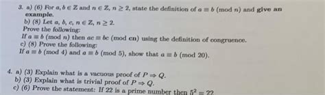 solved 3 a 6 for a b e z and ne z n 2 state the