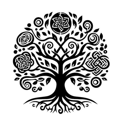 Premium Vector A Black And White Drawing Of A Tree With A Design That Says Quot X Quot
