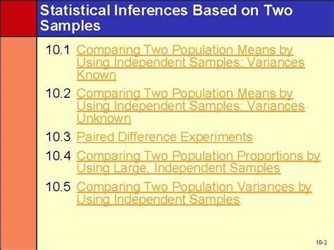 Chapter 10 Statistical Inferences Based On Two Samples